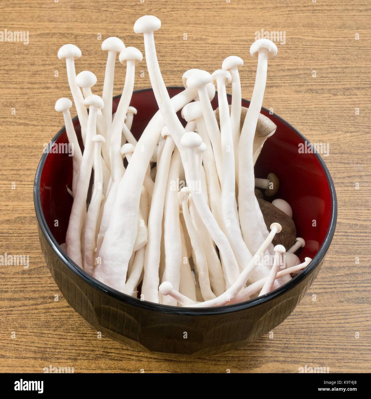 Vegetable, Raw White Shimeji Mushroom or Bunapi Mushroom in Black ...