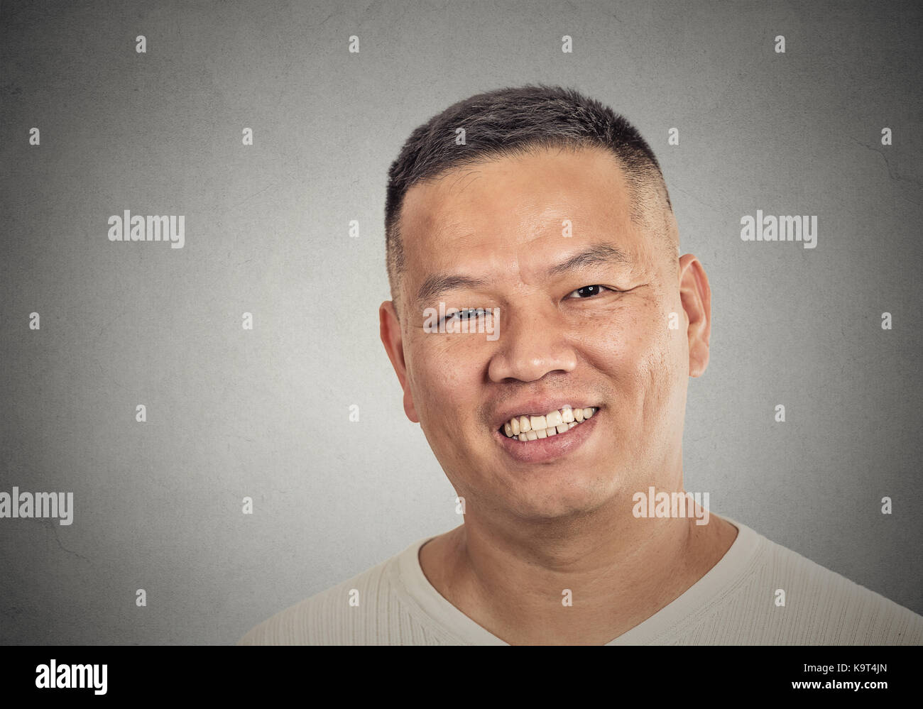 Closeup headshot portrait of middle aged man happy smiling, isolated on ...