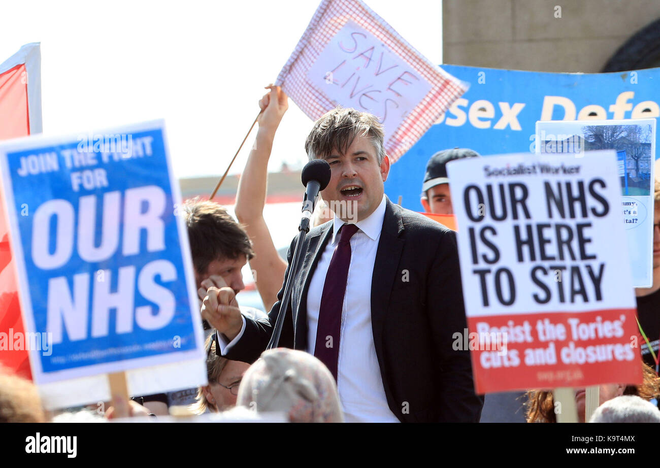 Jon Ashworth, Labour Party Shadow Health Secretary, speaks at a rally ...