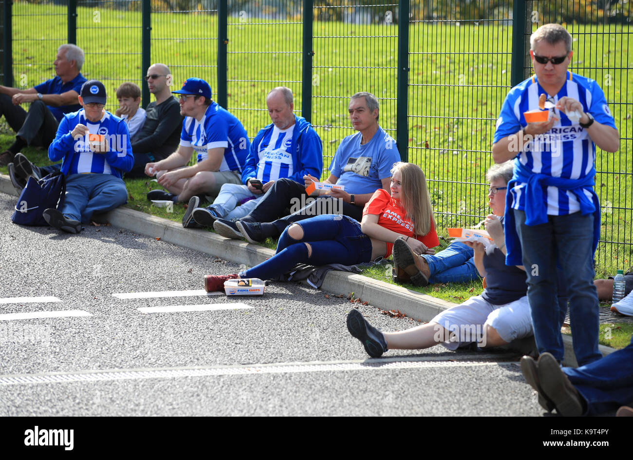 Fans enjoy pre match food before the Premier League match at the AMEX ...