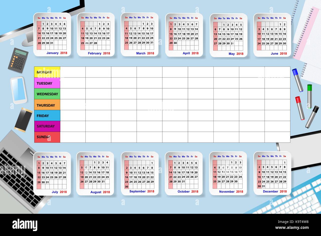 Calculator calendar notebook on Stock Vector Images - Alamy