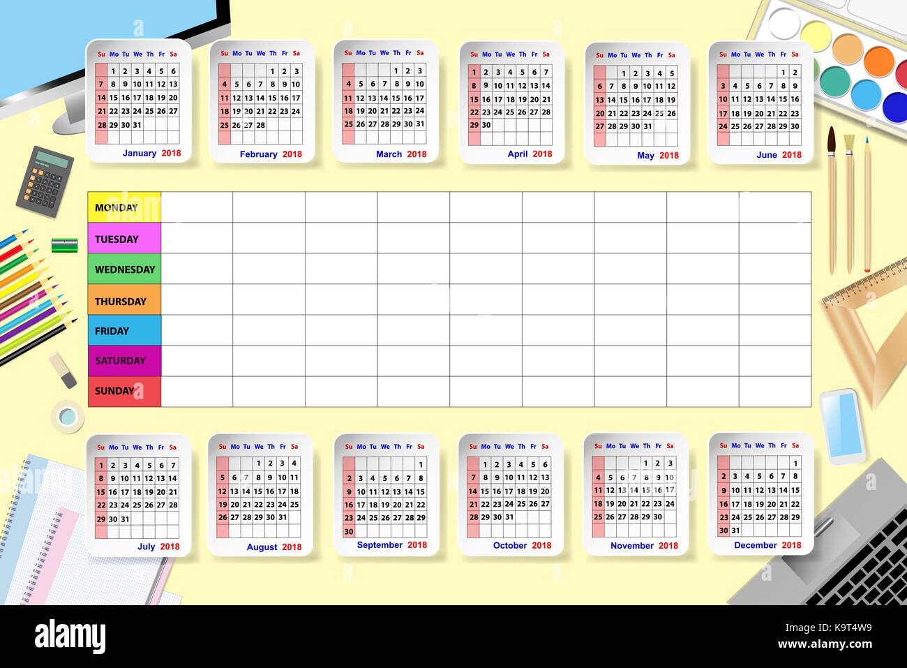 Calculator calendar notebook on Stock Vector Images - Alamy