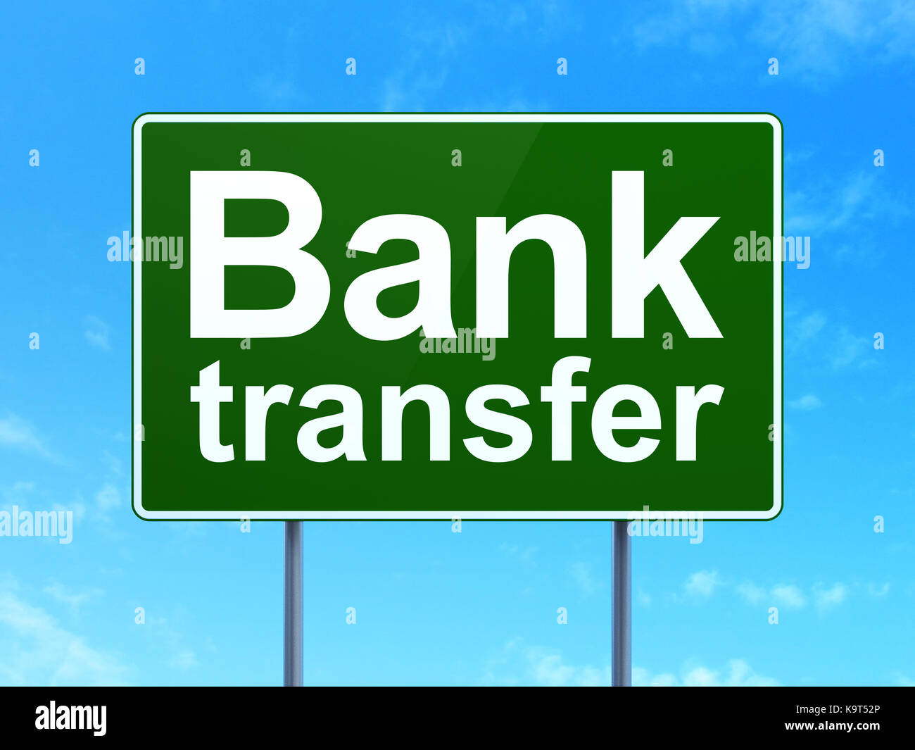 Banking concept: Bank Transfer on road sign background Stock Photo - Alamy