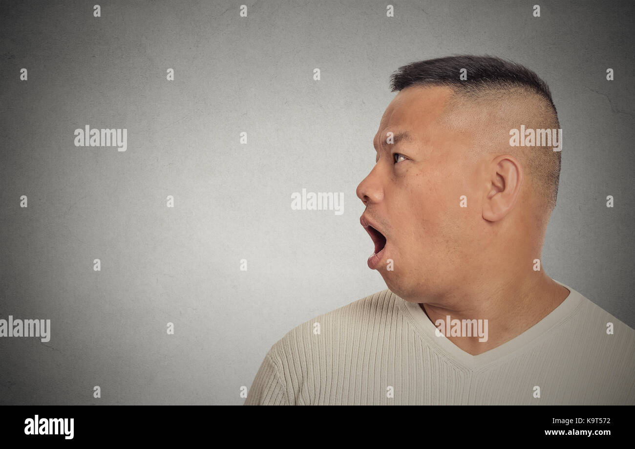 Side profile middle aged man speaking Stock Photo - Alamy