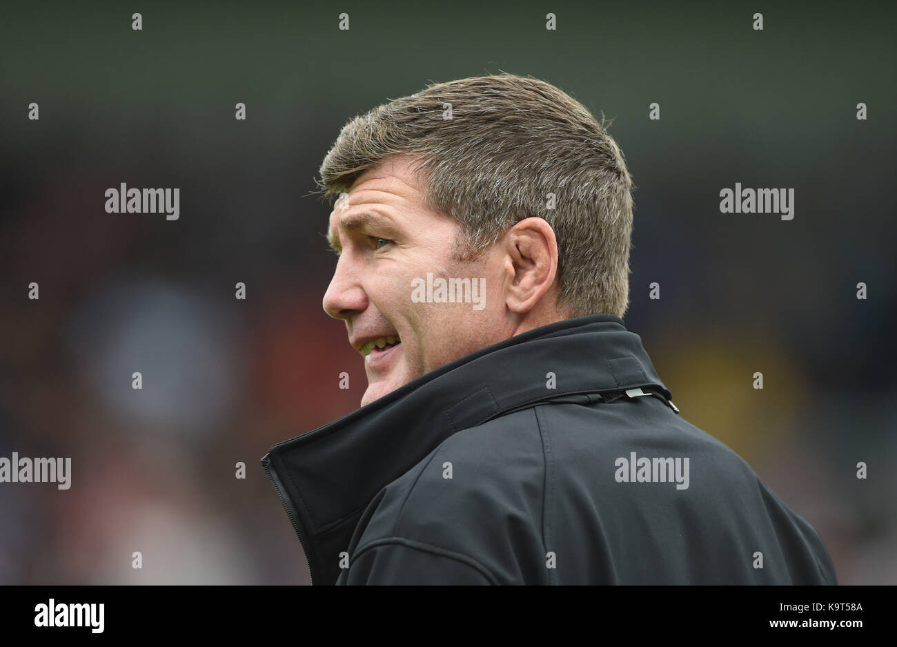 Exeter's director of Rugby Rob Baxter during the Aviva Premiership ...