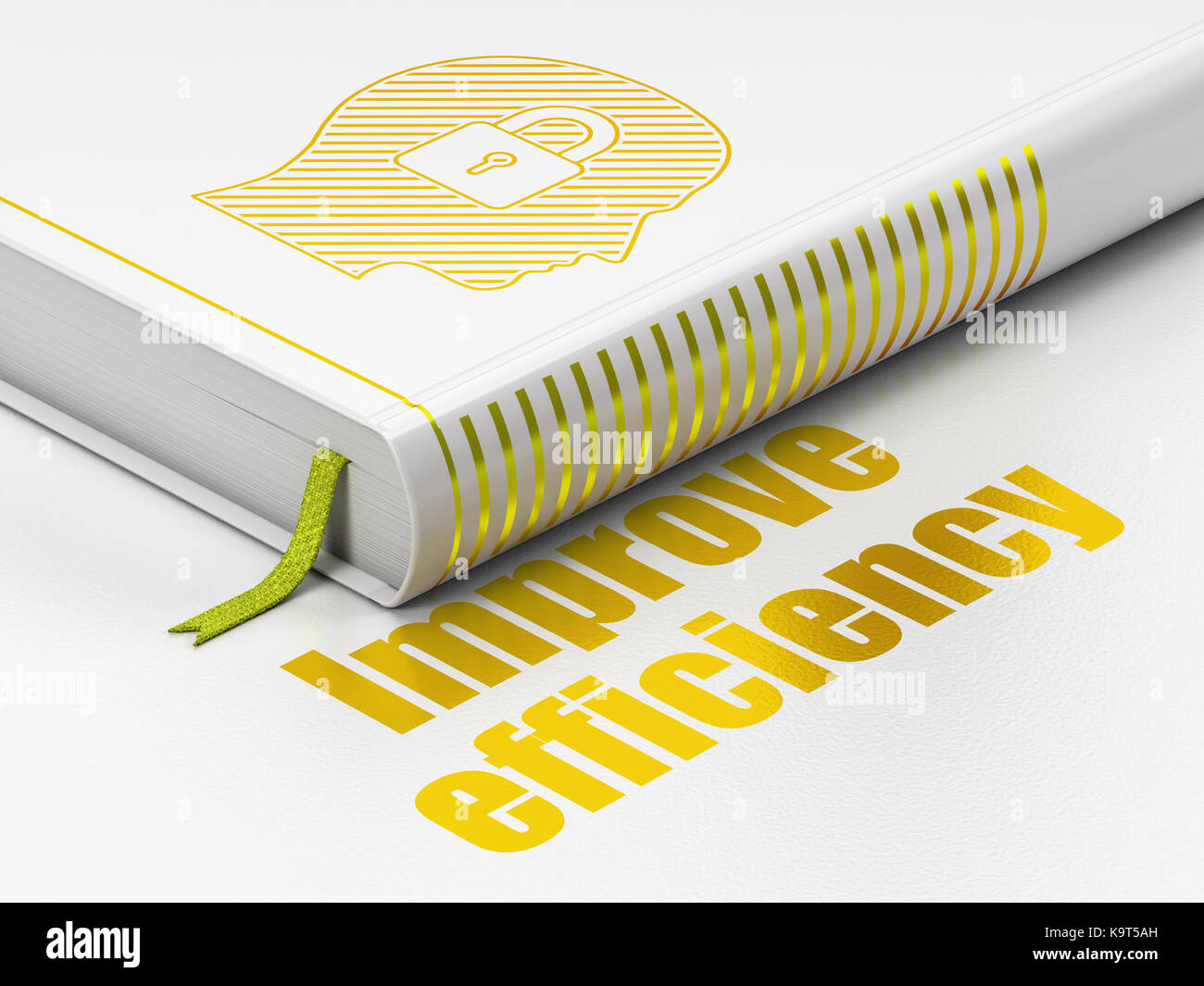 Business concept: book Head With Padlock, Improve Efficiency on white ...
