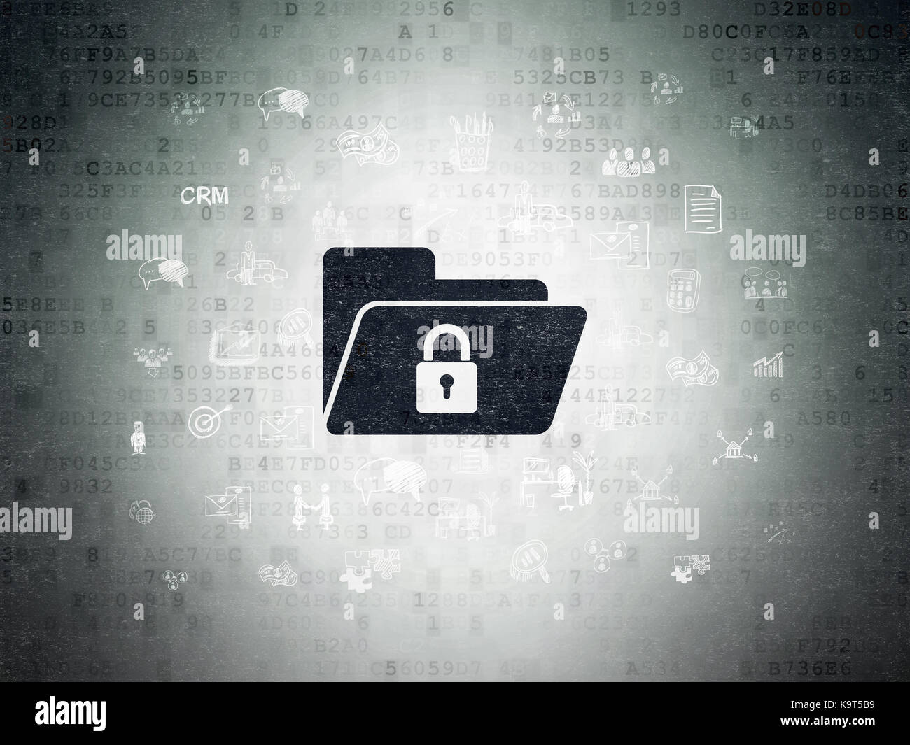 Finance concept: Folder With Lock on Digital Data Paper background ...