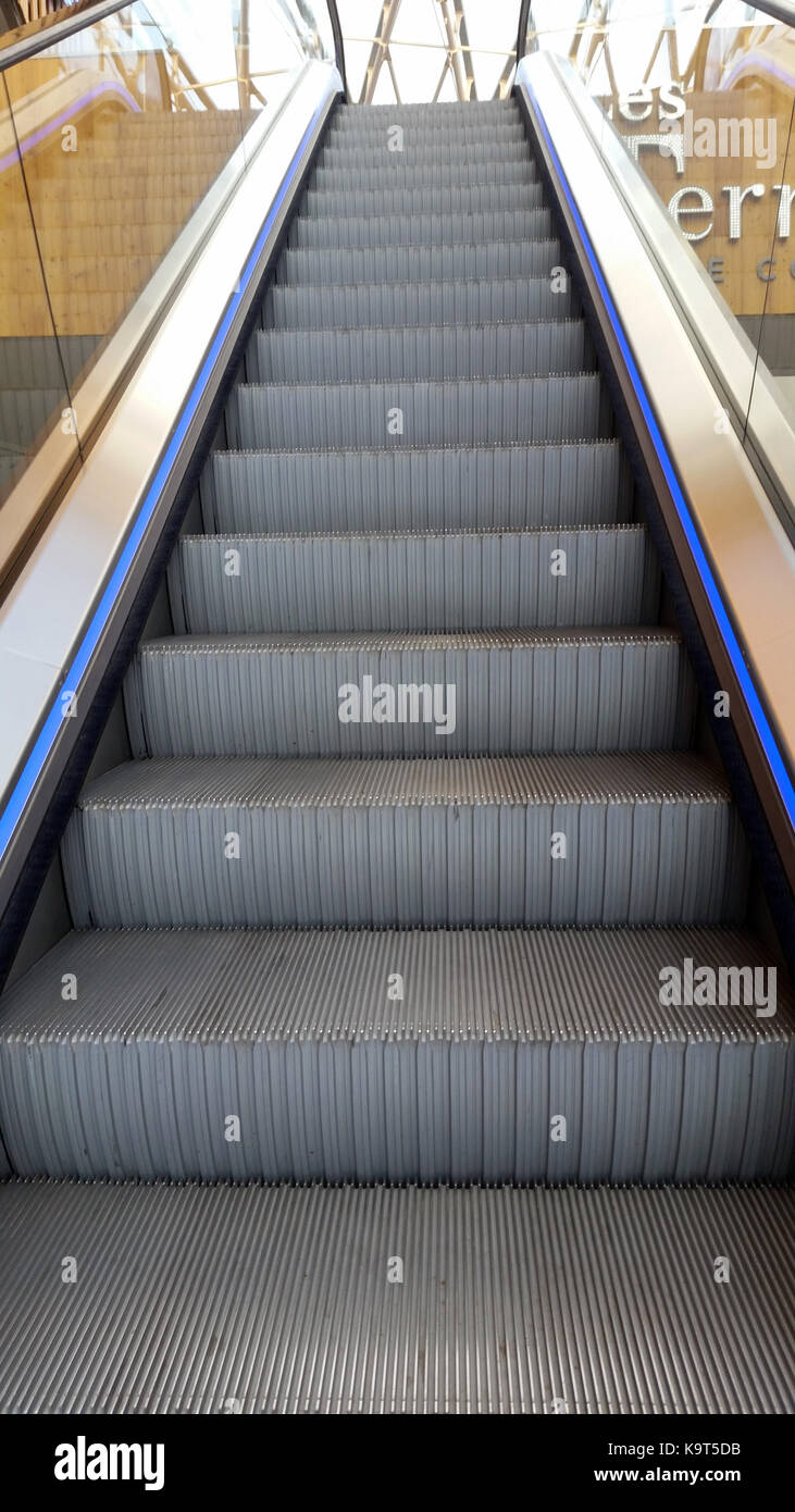 Automatic Steel Escalator in a mall in France Stock Photo - Alamy