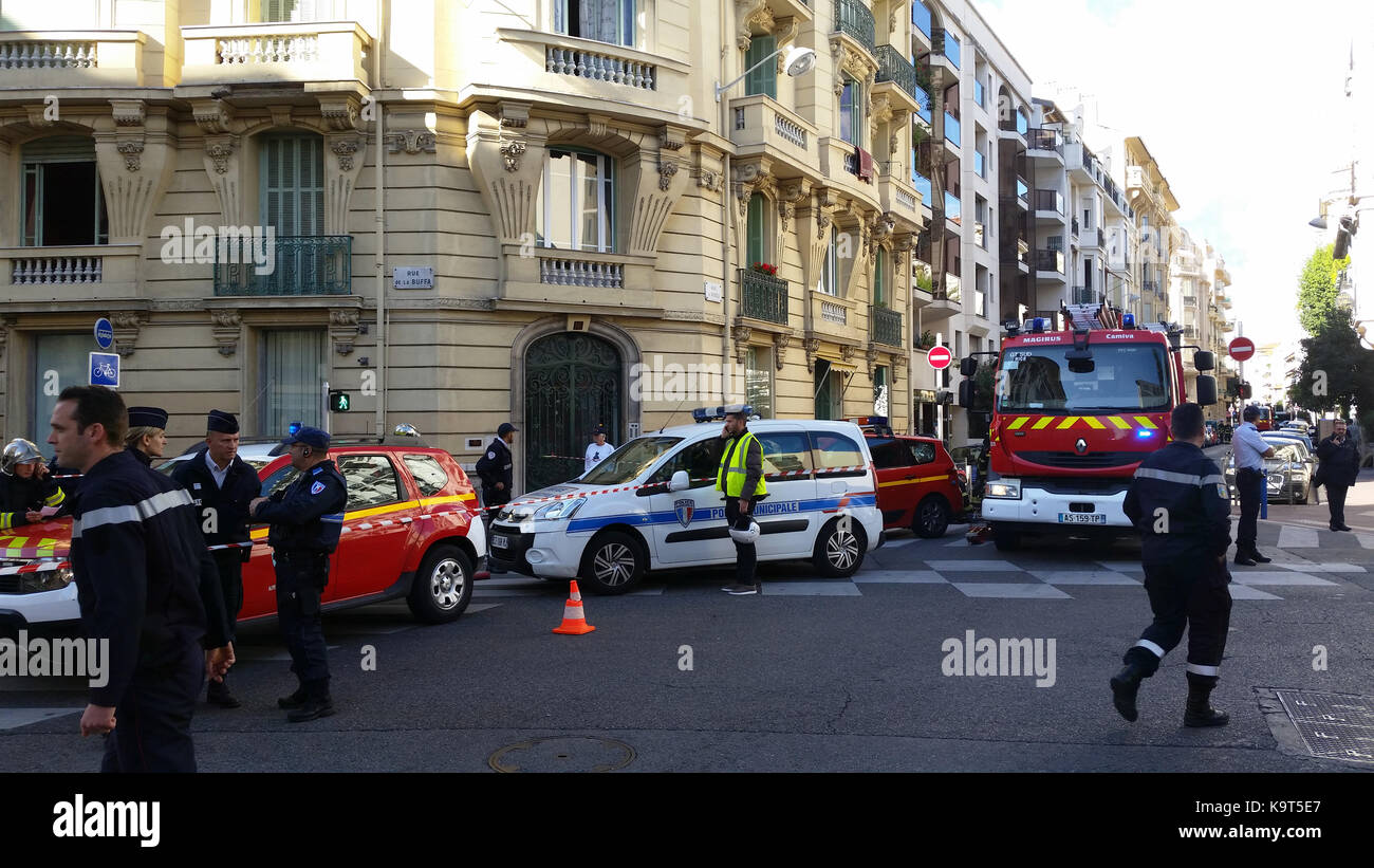 Nice, France - October 16 2015: French Police officers and Firefighters ...