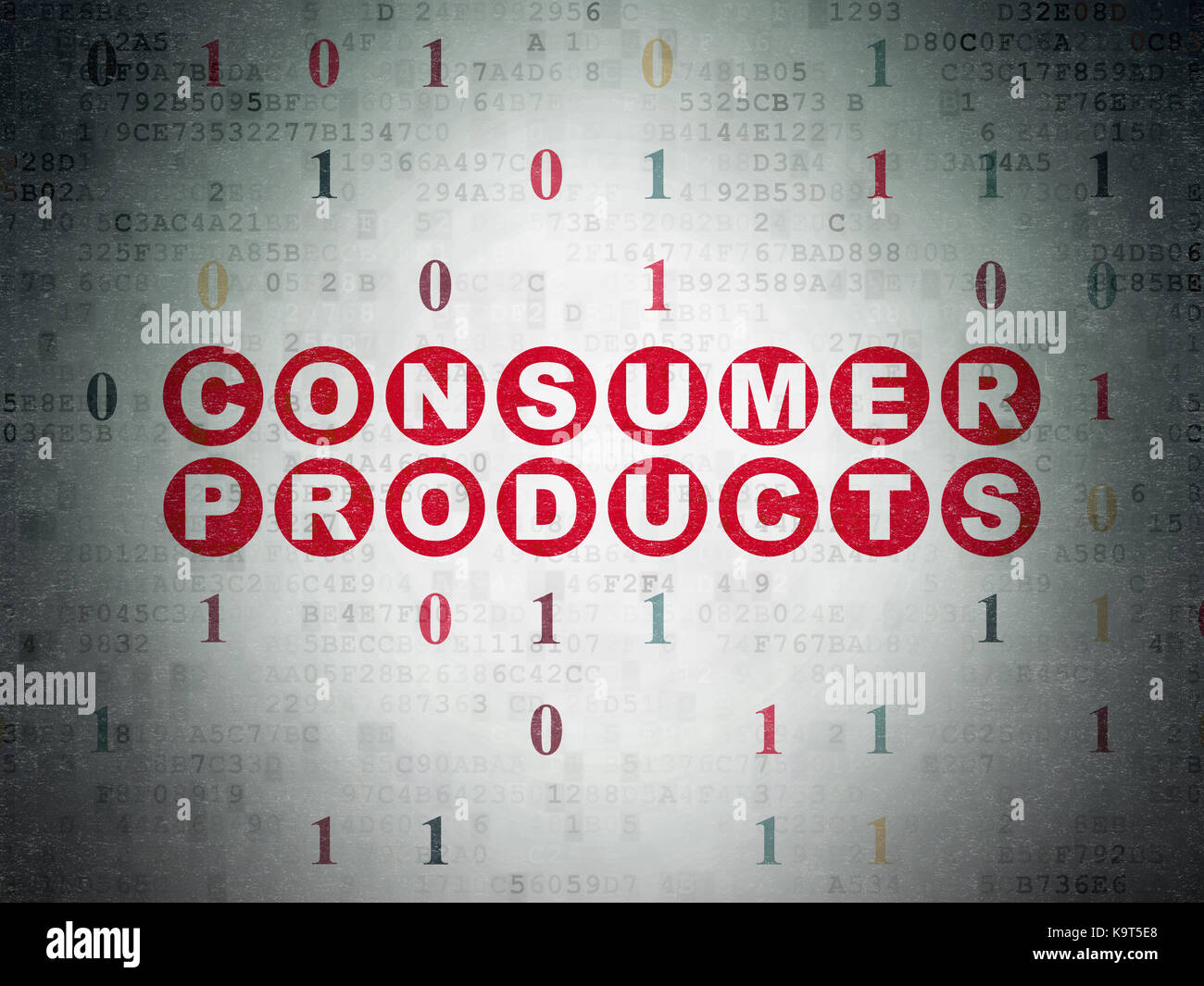 Finance concept: Consumer Products on Digital Data Paper background ...