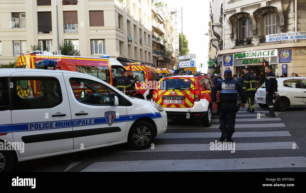 Nice, France - October 16 2015: French Police officers and Firefighters ...