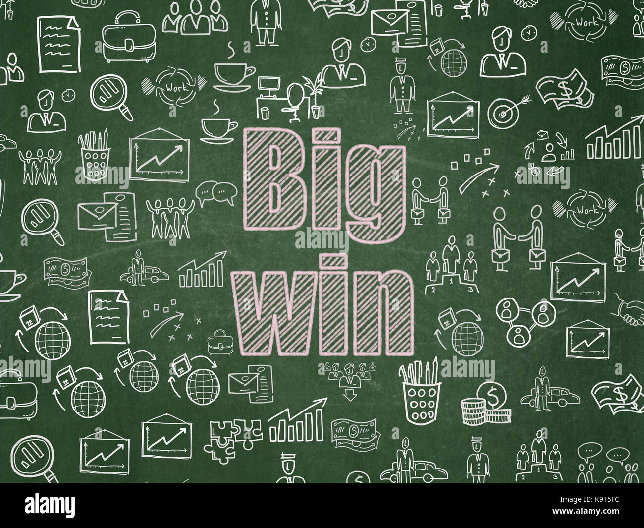 Finance concept: Big Win on School board background Stock Photo - Alamy