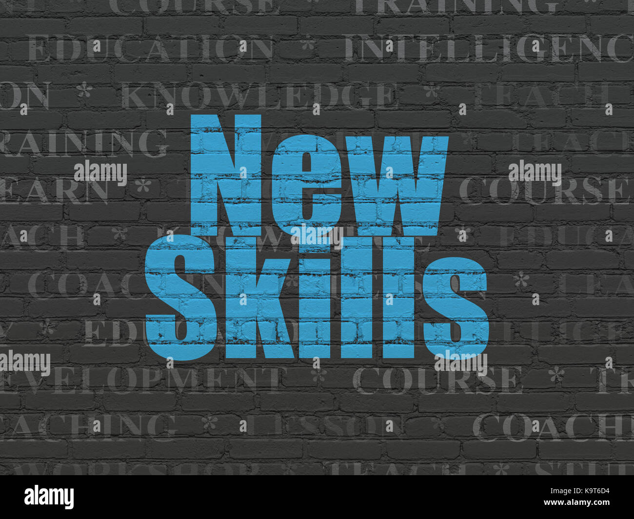 Education concept: New Skills on wall background Stock Photo - Alamy