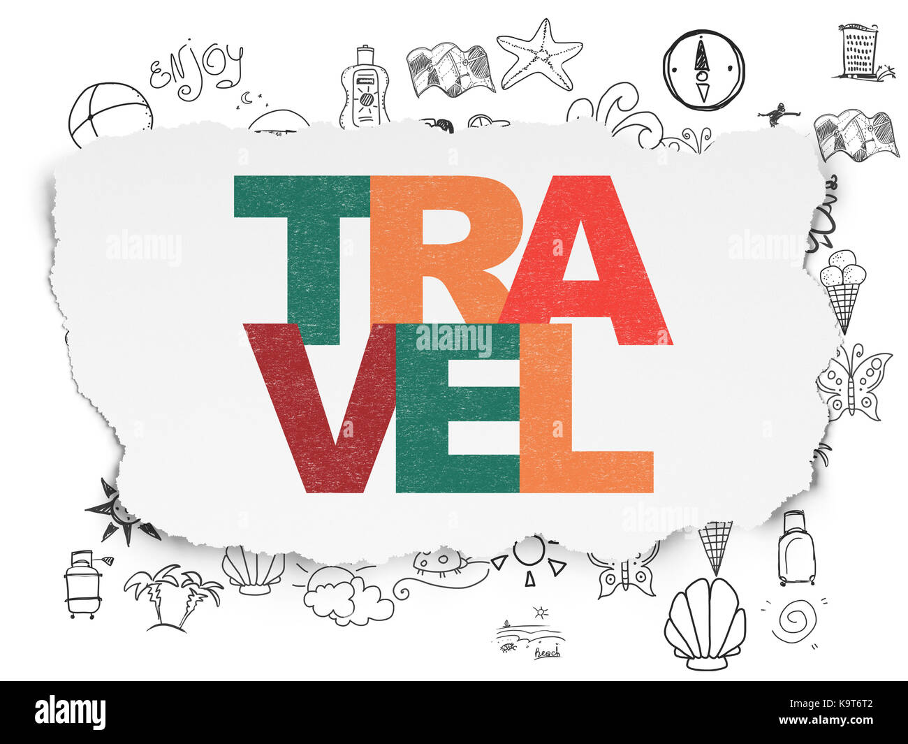 Vacation concept: Travel on Torn Paper background Stock Photo - Alamy