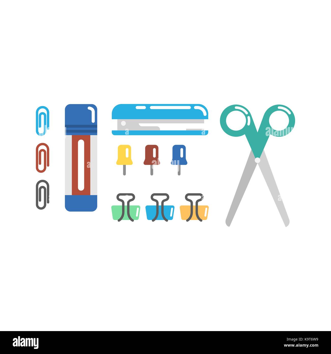 illustration of icons set for school and office work Stock Vector Image ...