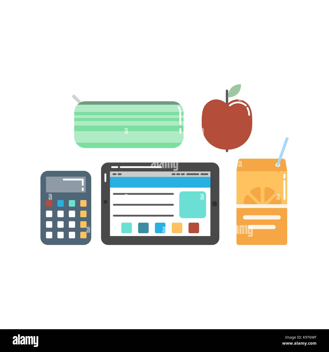 illustration of icons set for school and office work Stock Vector Image ...