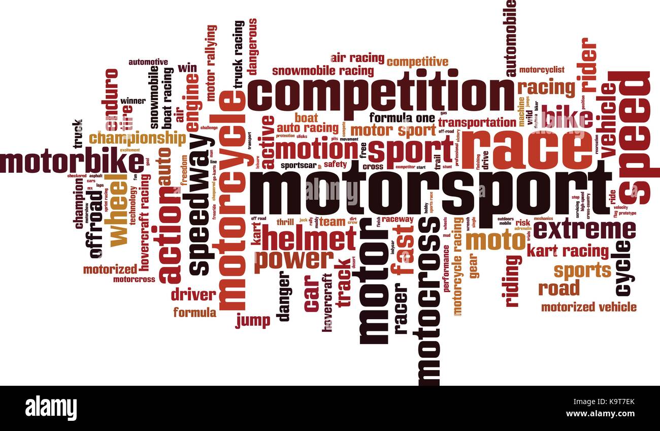 Motorsport word cloud concept. Vector illustration Stock Vector Image ...