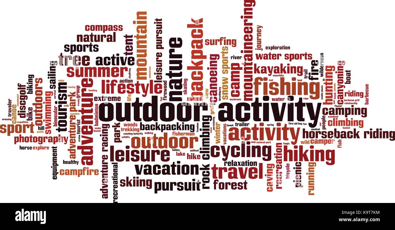 Outdor activity word cloud concept. Vector illustration Stock Vector ...