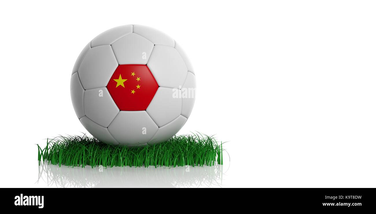China flag on a soccer ball, white background. 3d illustration Stock ...