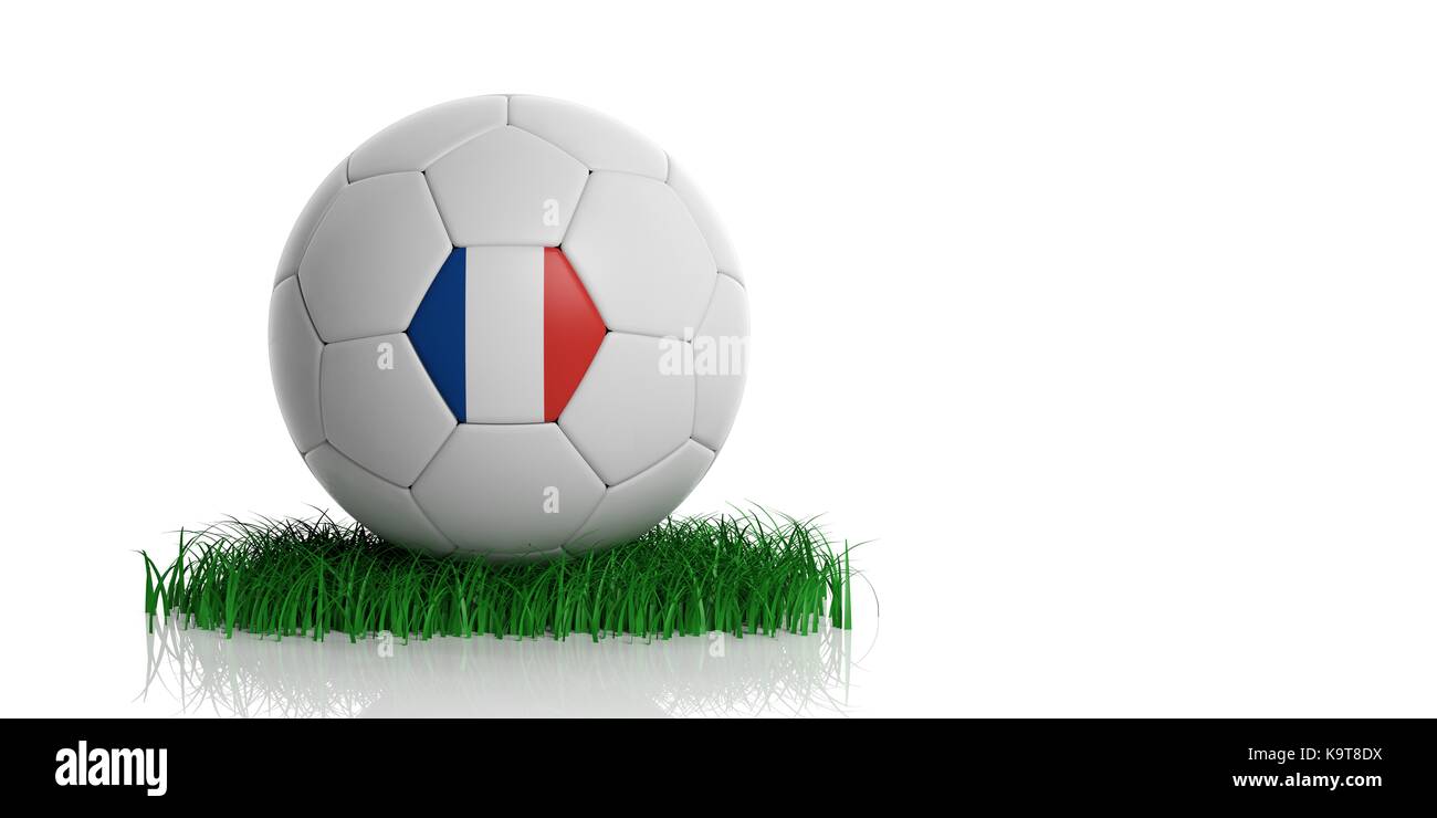 France flag on a soccer ball, white background. 3d illustration Stock ...