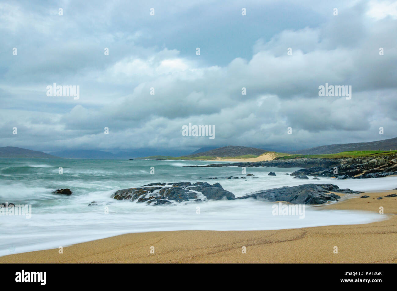 Borve beach on the Isle of Harris, Scotland, UK, on a stormy afternoon ...
