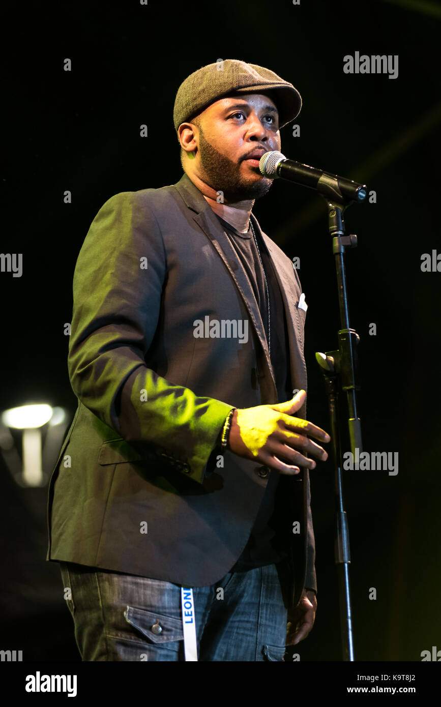 NIS, SERBIA - AUGUST 10: British R&B and jazz singer Tony Momrelle live ...