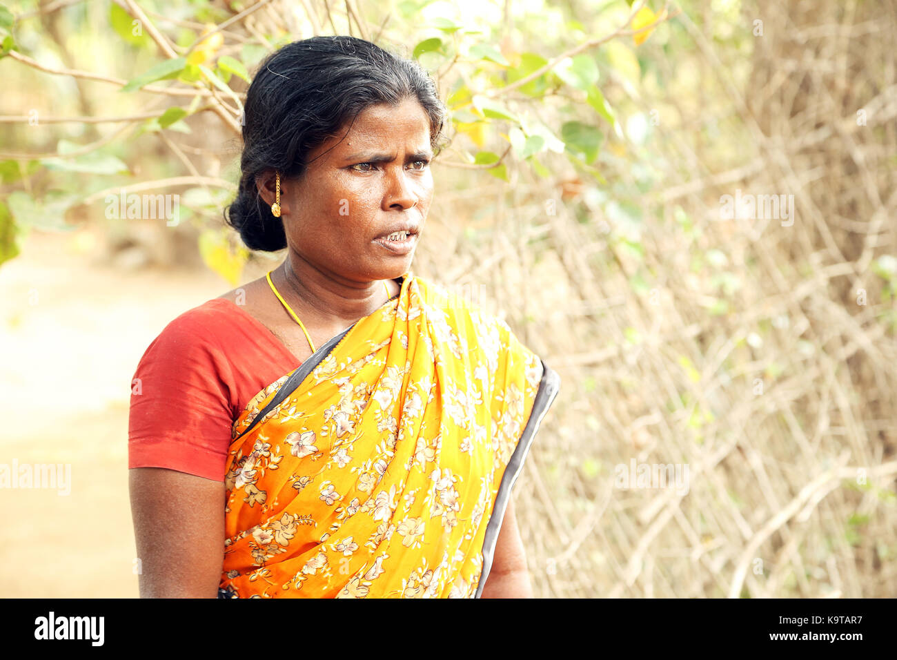 A woman in rural India village Stock Photo - Alamy