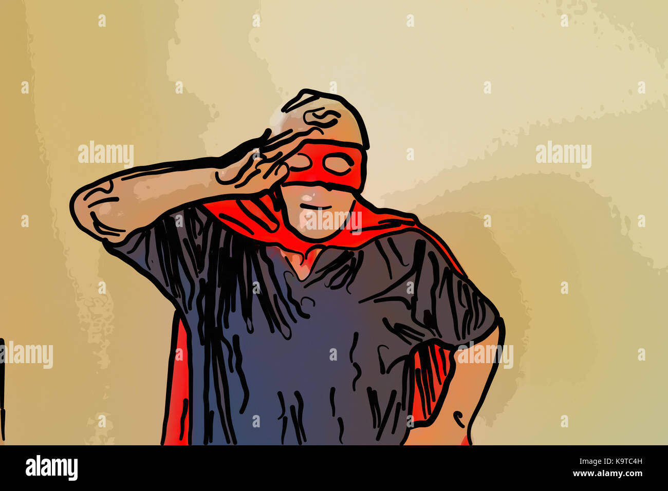 elderly man as fun superhero doing a military salute Stock Photo - Alamy