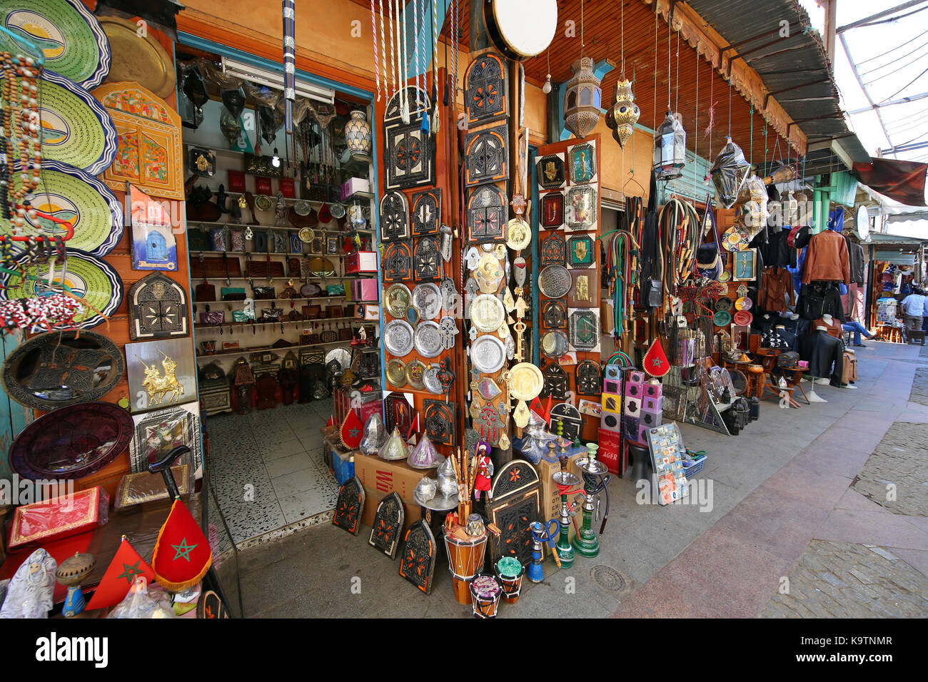 Souvenir shops in the streets of the Medina of Rabat, Morocco Stock ...