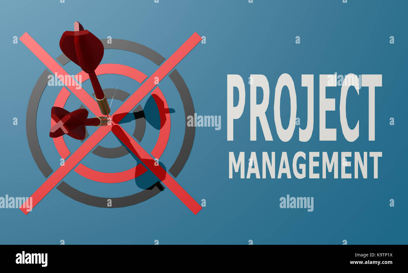 Dart board blue project management Stock Photo - Alamy
