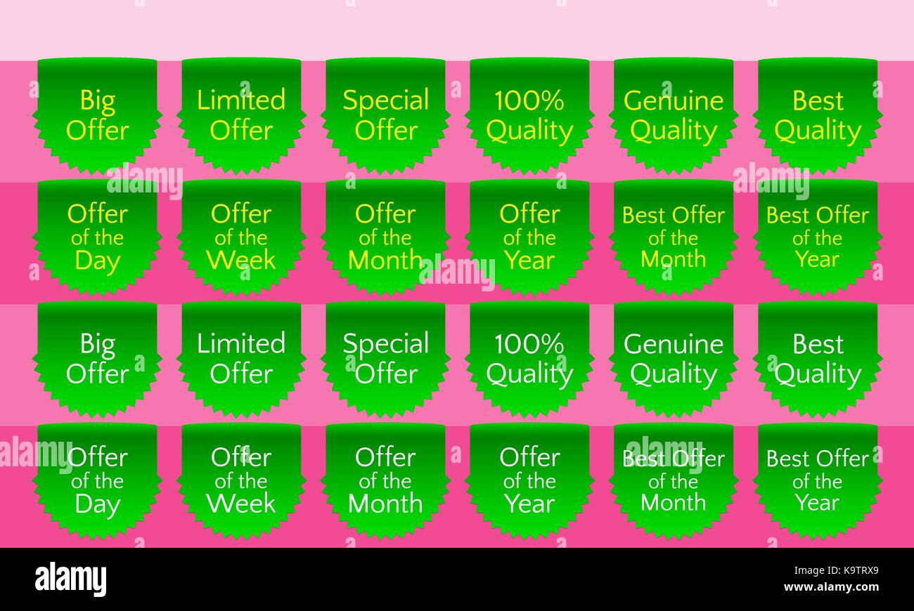 Offer ribbon set, ribbon banner, green ribbon bookmark, vector quality ...