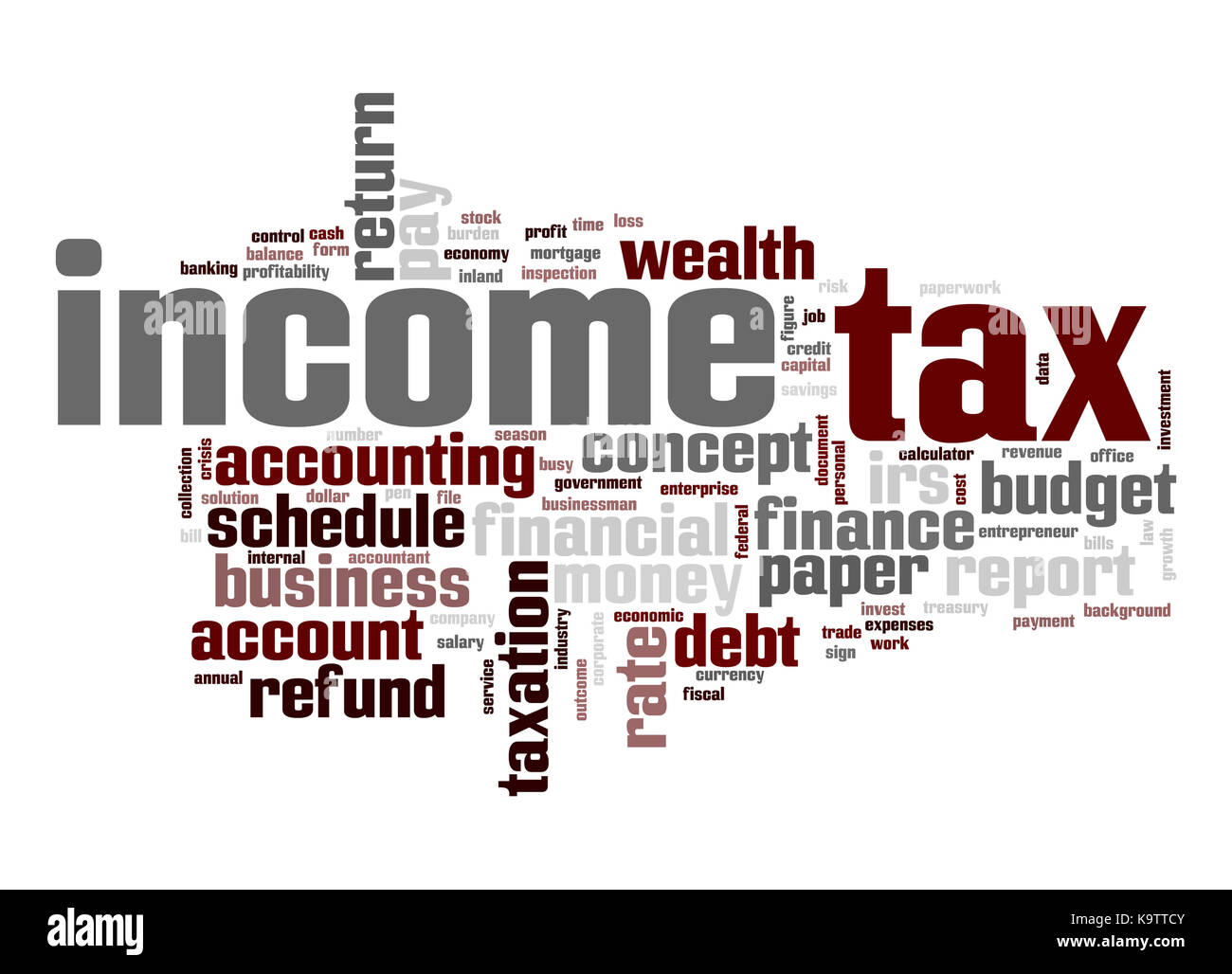 Income tax word cloud Stock Photo - Alamy