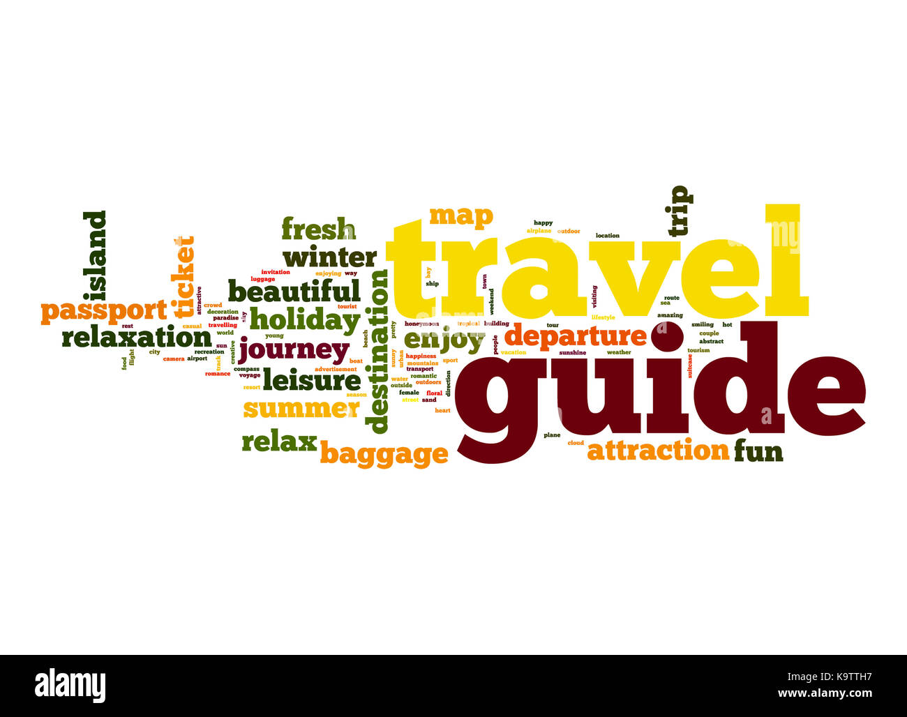 Travel guide word cloud Stock Photo - Alamy