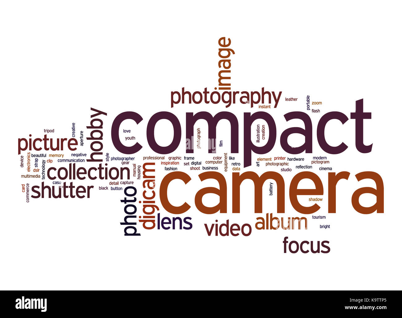 Compact camera word cloud Stock Photo - Alamy