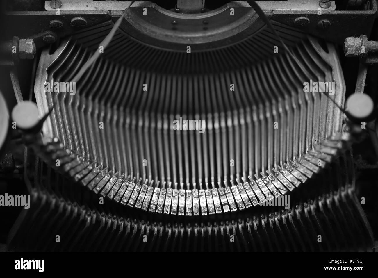 Different small metal elements of an old typewriter Stock Photo - Alamy
