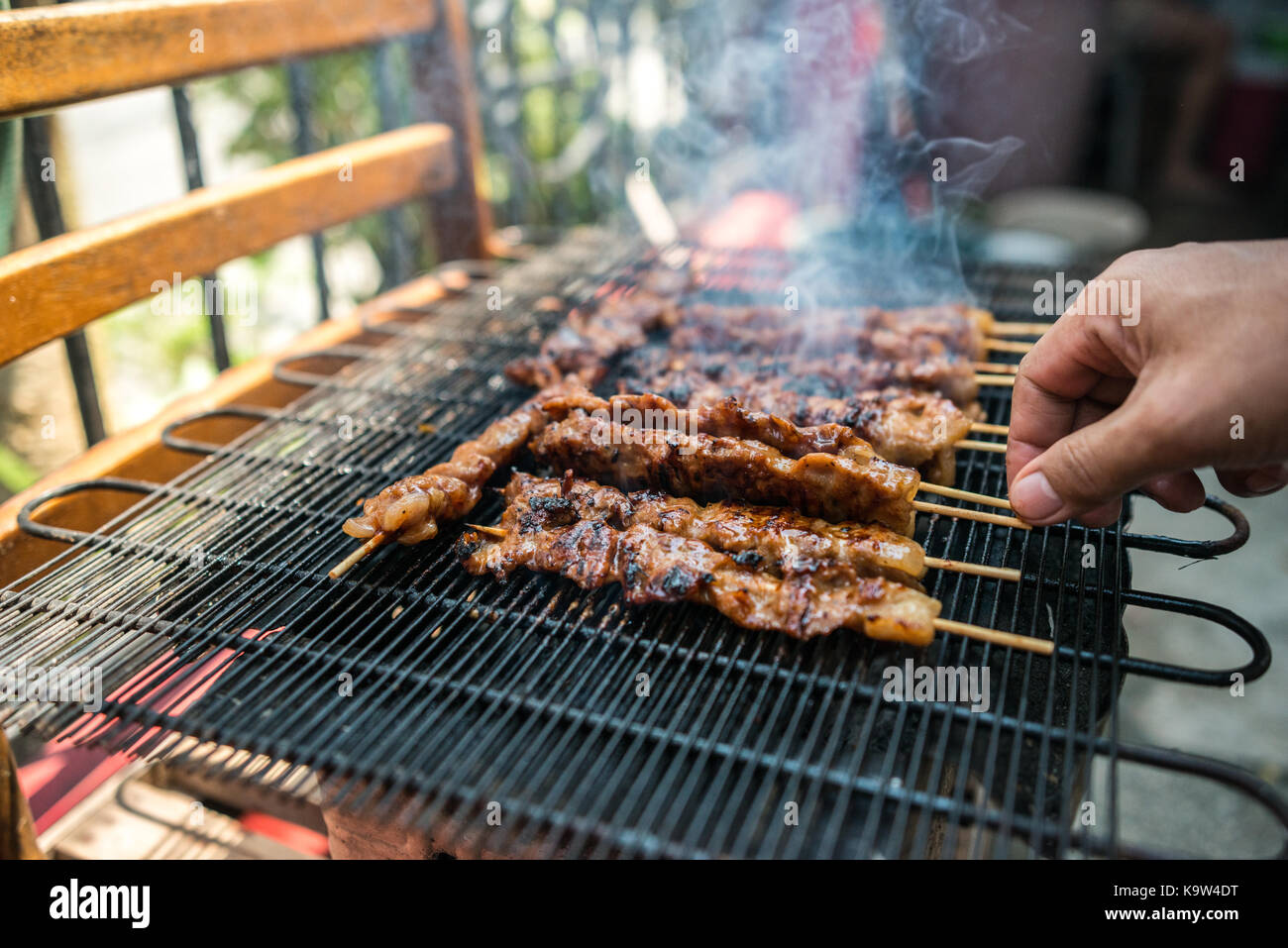 Outdoor barbeque natural cooking meat bbq Stock Photo - Alamy