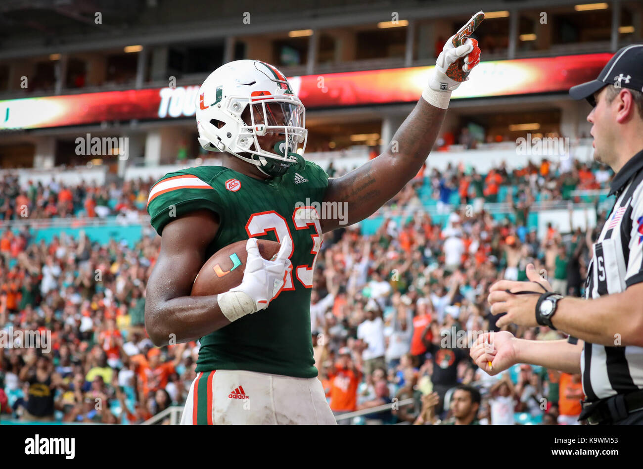 Miami Gardens, Florida, USA. 23rd Sep, 2017. Miami Hurricanes tight end ...