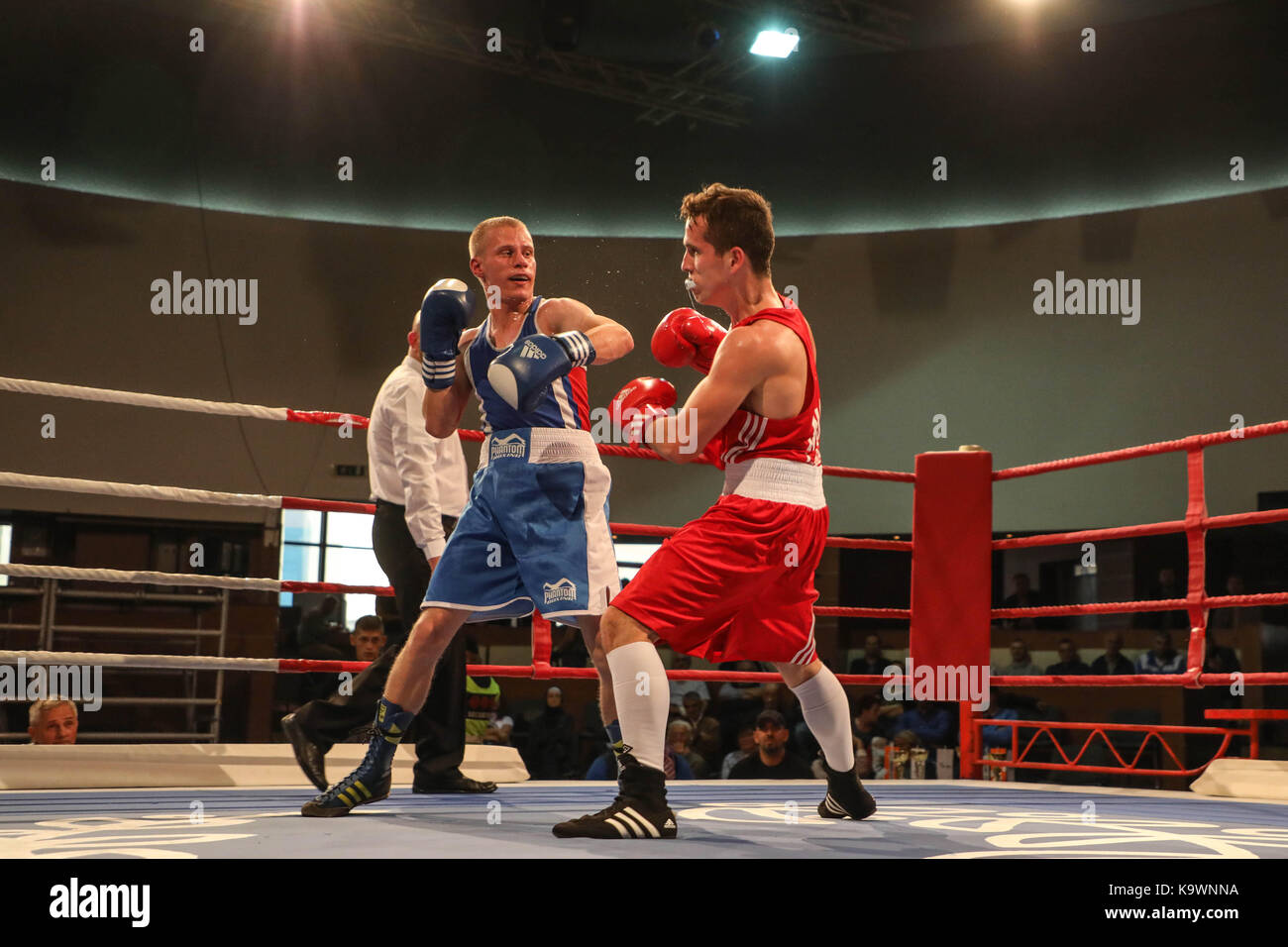 Sarajevo, BiH. 23rd Sep, 2017. Zahir Hodzic (L) of Bosnia and ...