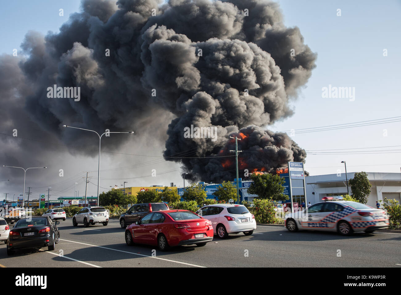 Brisbane, Australia. 24th September, 2017. Huge blaze of a factory fire ...