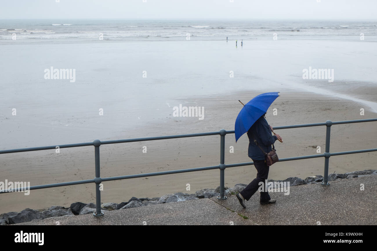 UK Weather: Heavy rain shower at Pendine Beach,Carmarthenshire,Wales U ...