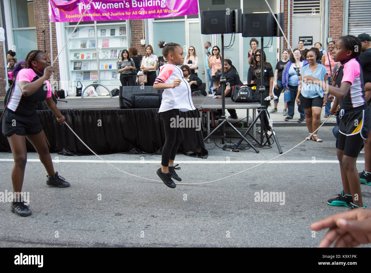 USA. 23rd September, 2017. Double Dutch jump rope, a popular activity ...