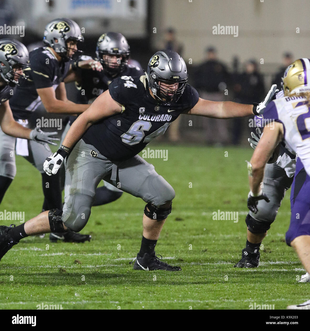 September 23, 2017: Colorado's Aaron Haigler looks to make a block ...
