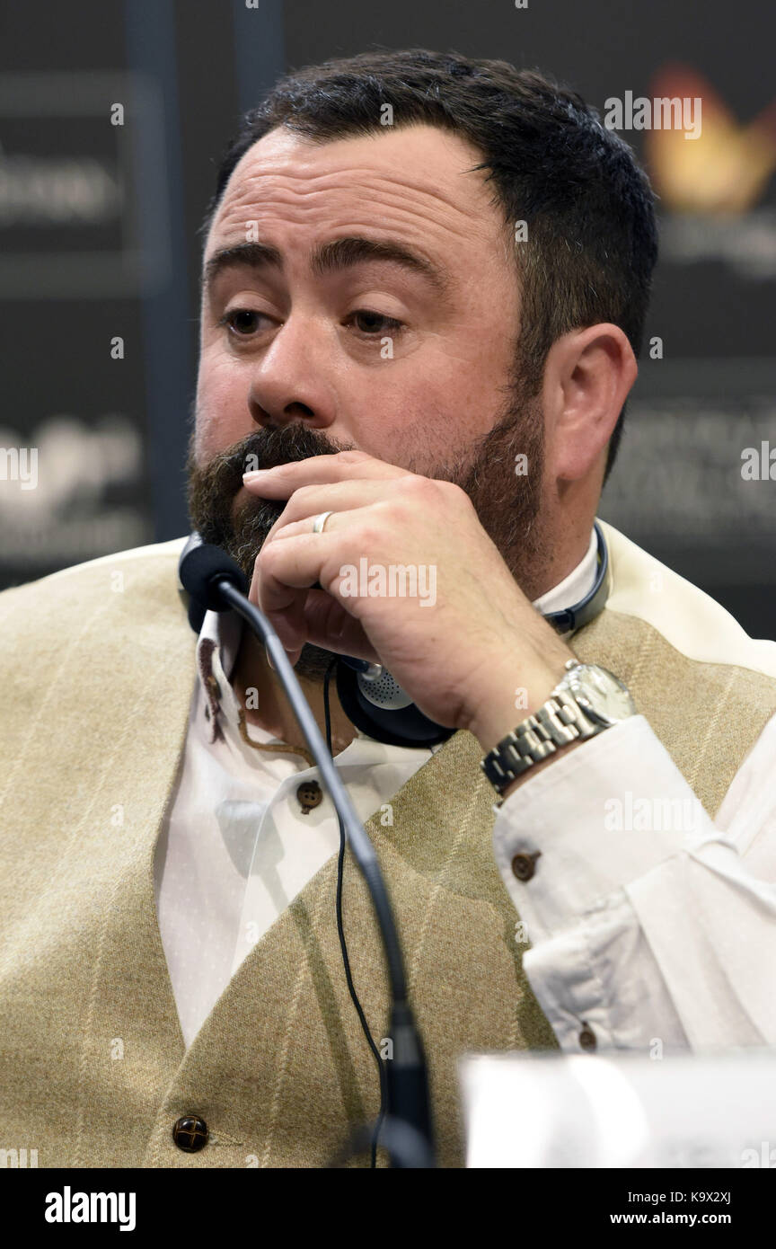Celyn Jones at the 'Submergence' press conference during 65th San Sebastian Film Festival at ...