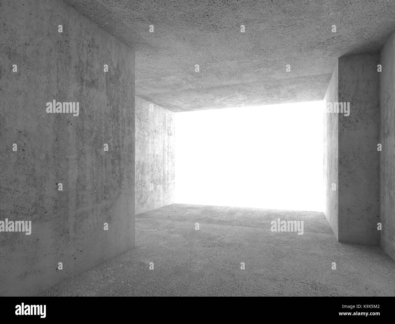 Abstract empty concrete room interior with daylight from blank window ...