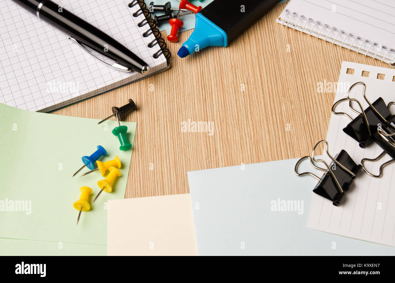Stationery on the office desk Stock Photo - Alamy