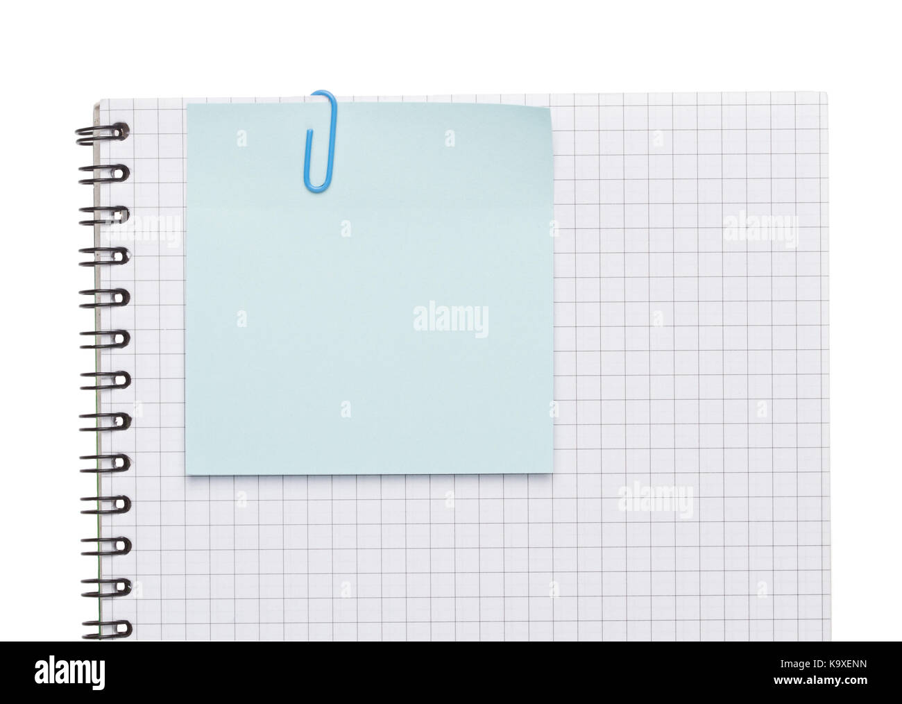 Note paper in open notebook isolated in white background Stock Photo ...