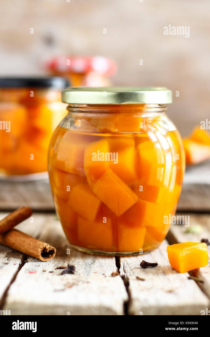 Glass of sweet and sour pickled pumpkin hi-res stock photography and ...