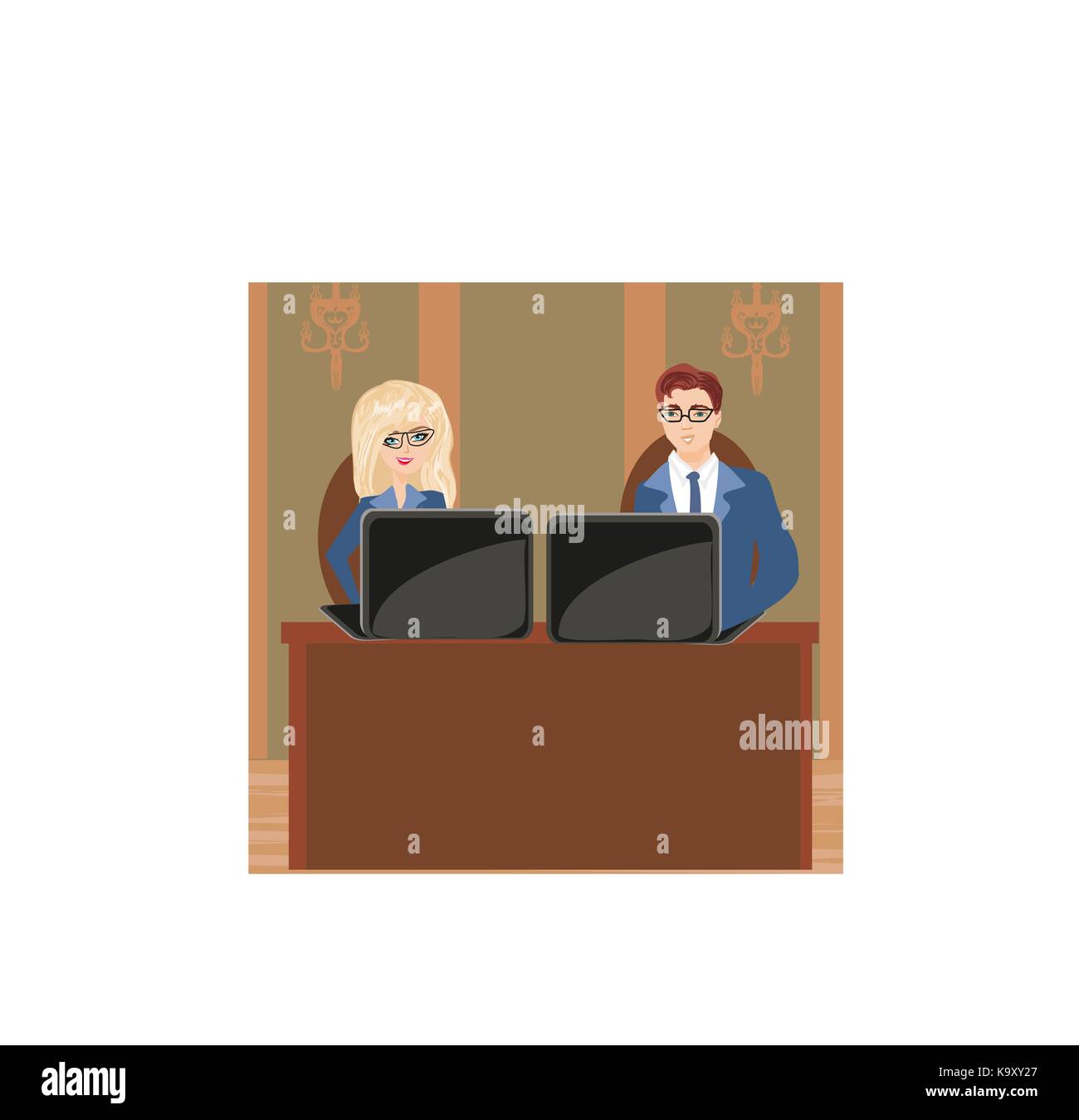 Happy business partners in Stock Vector Images - Alamy