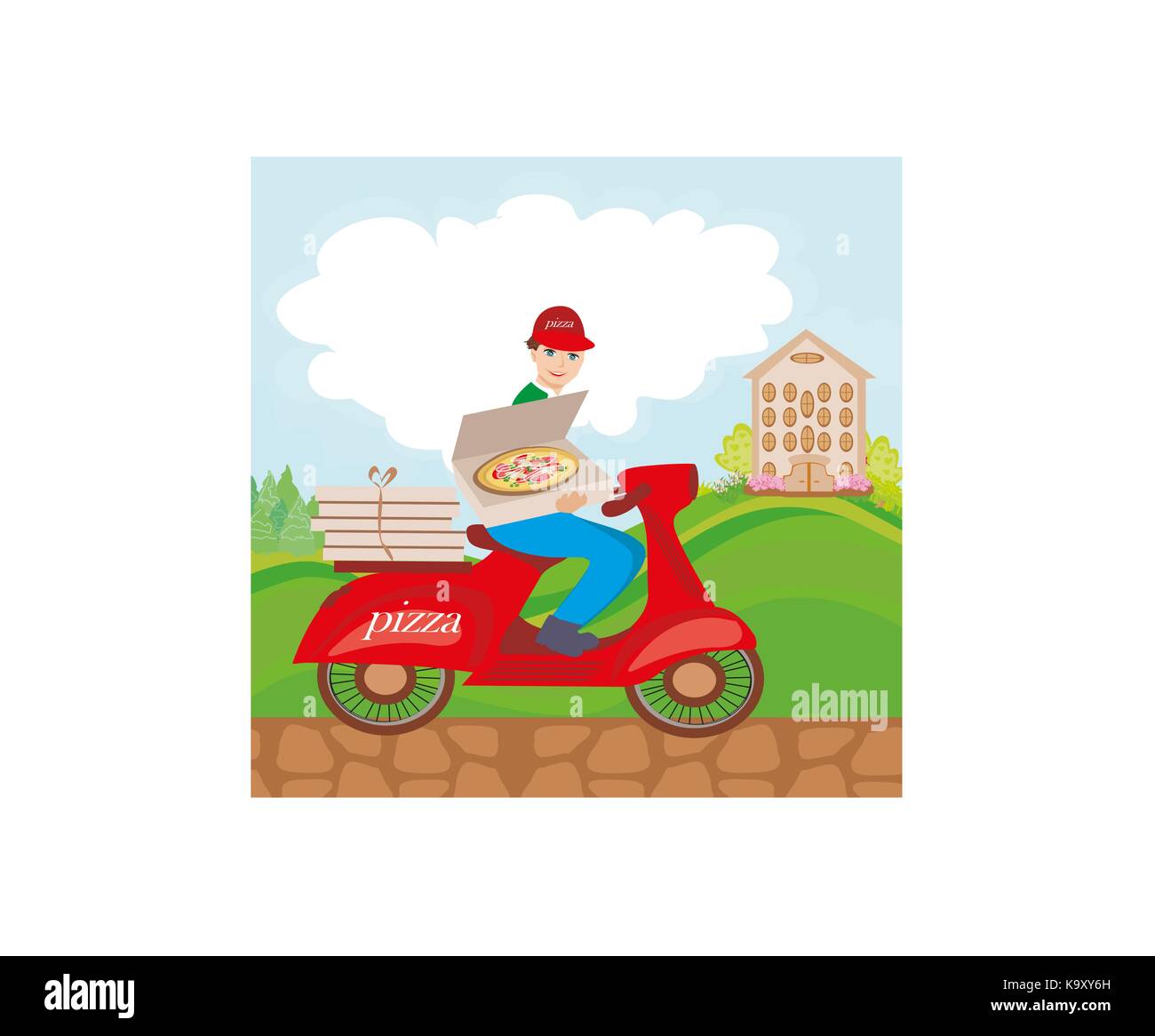 Delivery person pizza boxes Stock Vector Images - Alamy