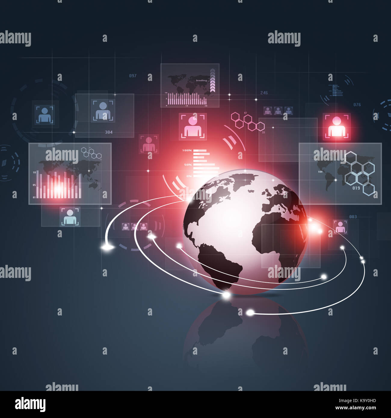 abstract concept interface of global web connections and communications ...